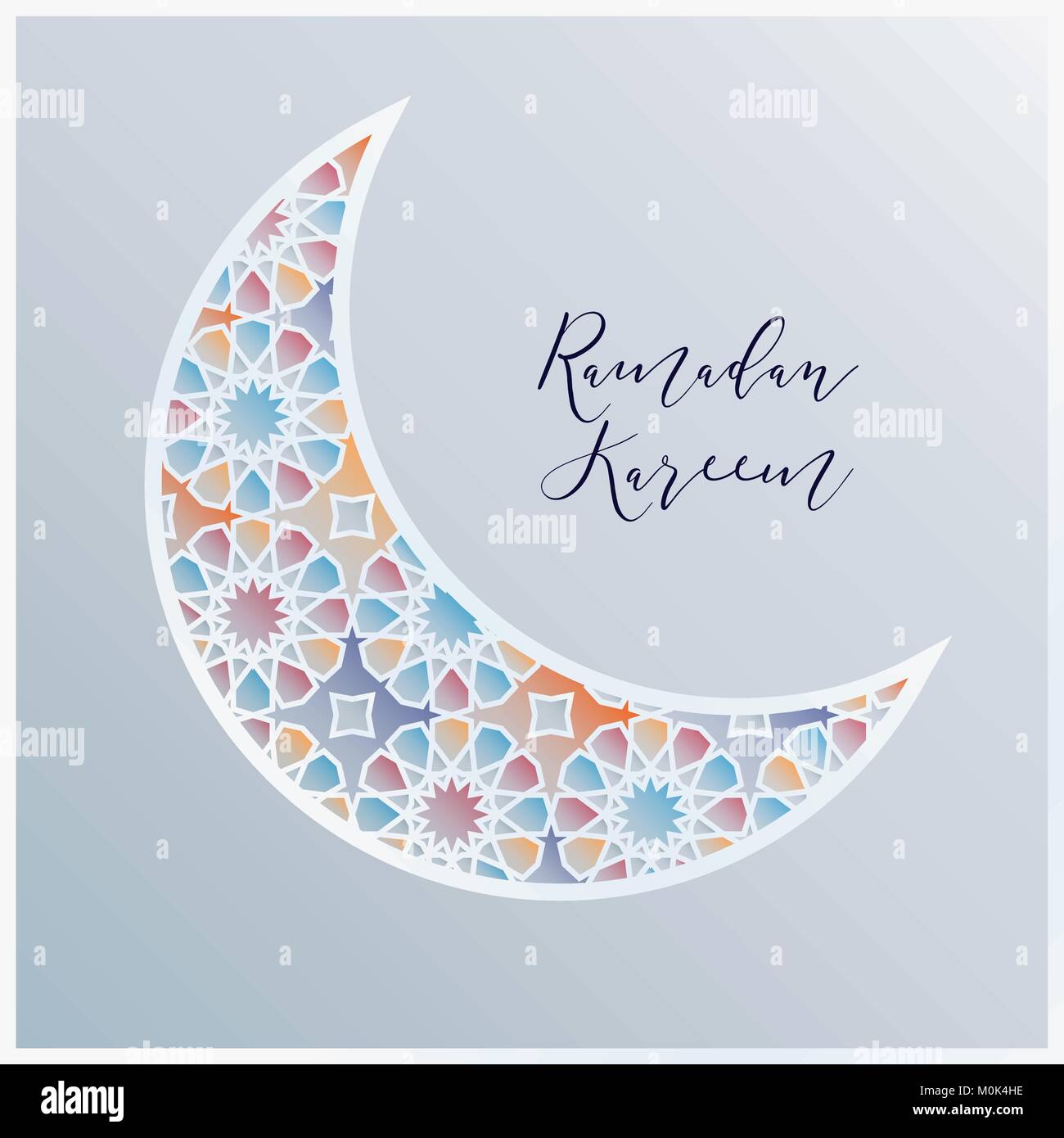 Ornamental Arabic half moon with decorative colorful tile pattern ...