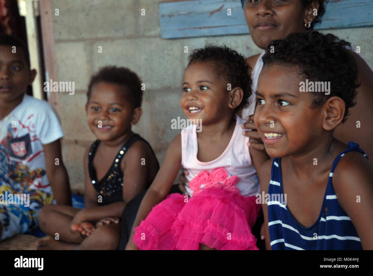 Mother and her 3 children, Rakirali, Fiji Stock Photo - Alamy