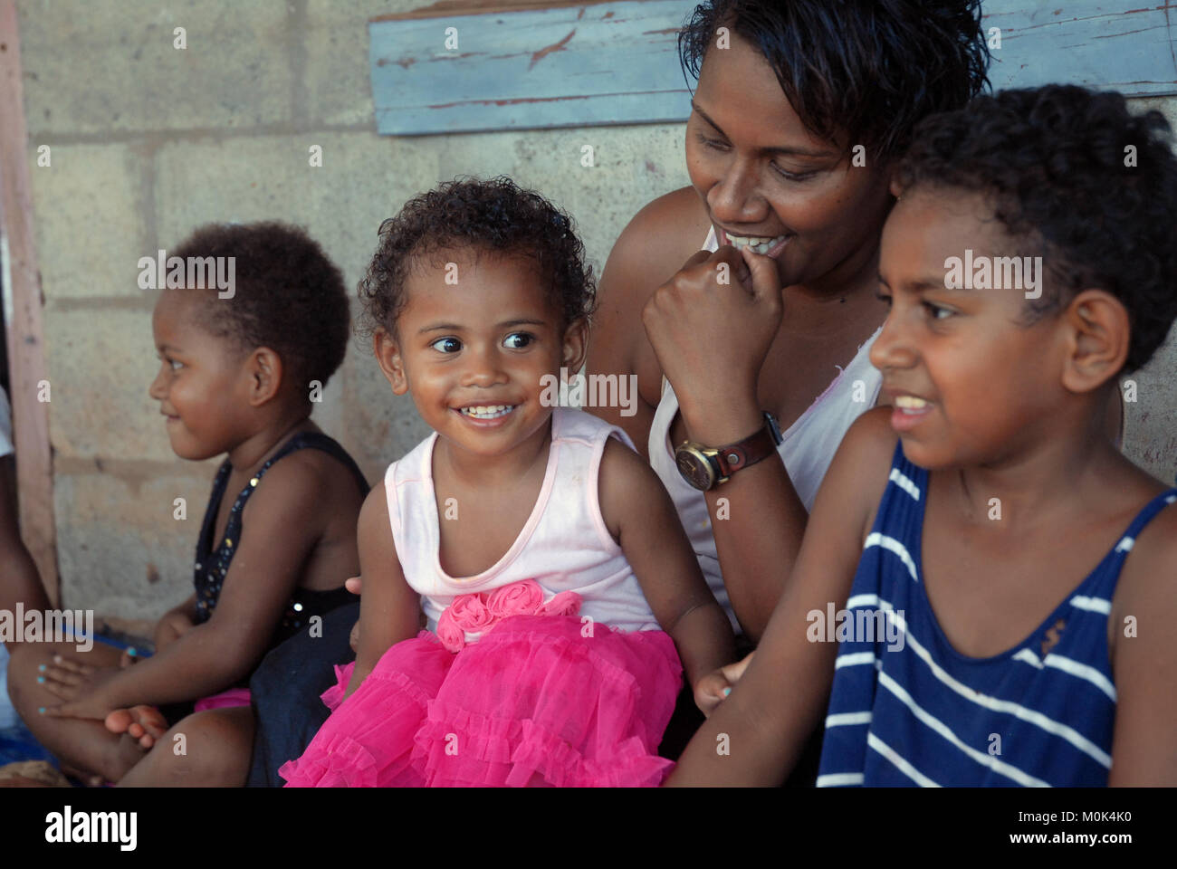 Mother and her 3 children, Rakirali, Fiji Stock Photo - Alamy