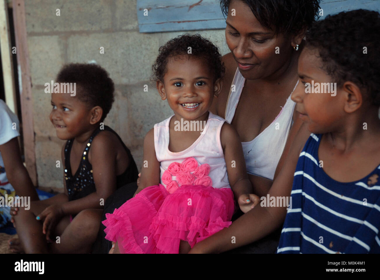 Mother and her 3 children, Rakirali, Fiji Stock Photo - Alamy