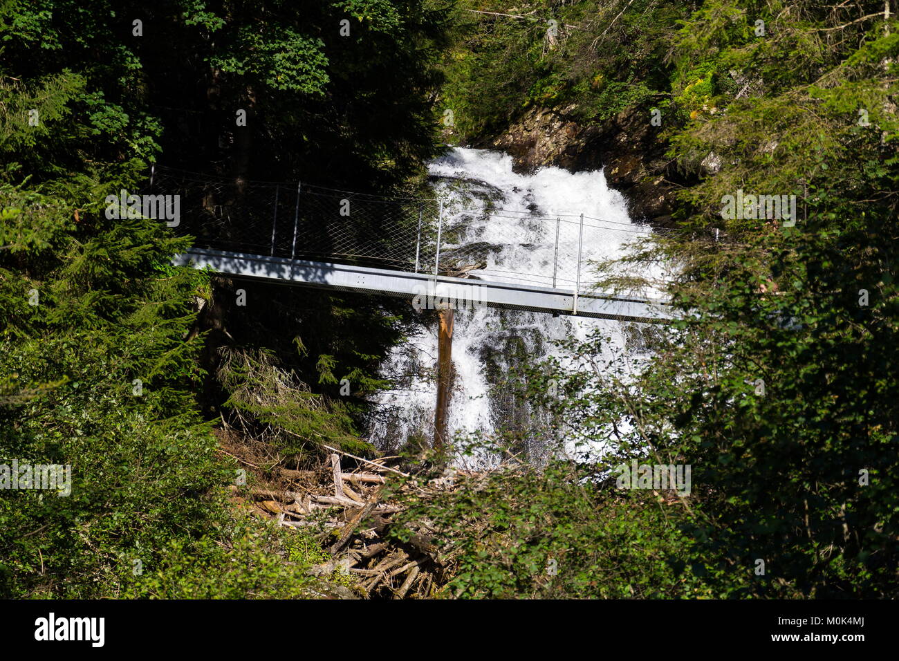 Footbridge on alpine trail through Hell gorge, Schladming, Austria ...