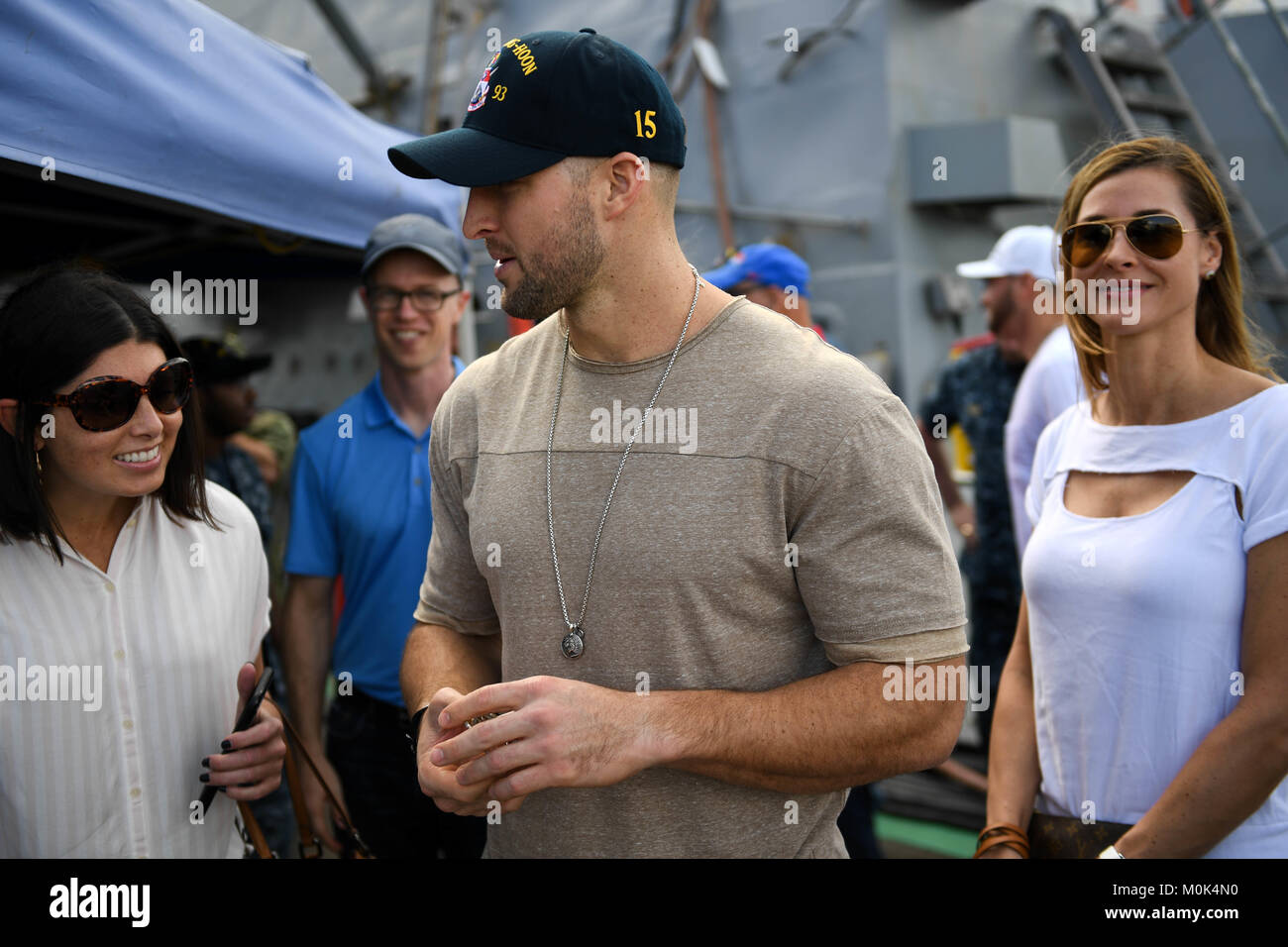 Former National Football League (NFL) football player Tim Tebow visits ...