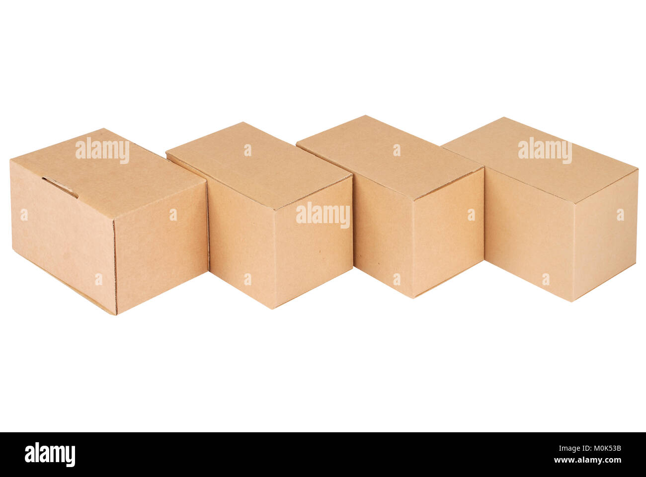 Cardboard boxes on white background Stock Photo - Alamy