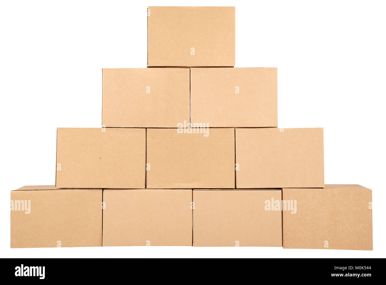 Cardboard boxes.Pyramid from boxes on white background Stock Photo - Alamy