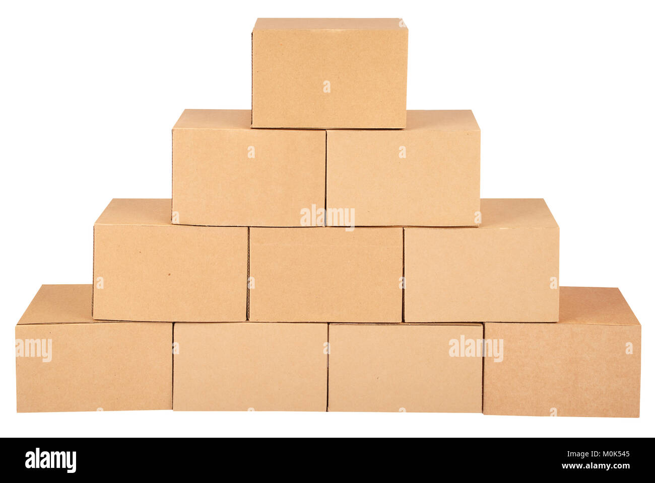 Cardboard boxes.Pyramid from boxes on white background Stock Photo - Alamy