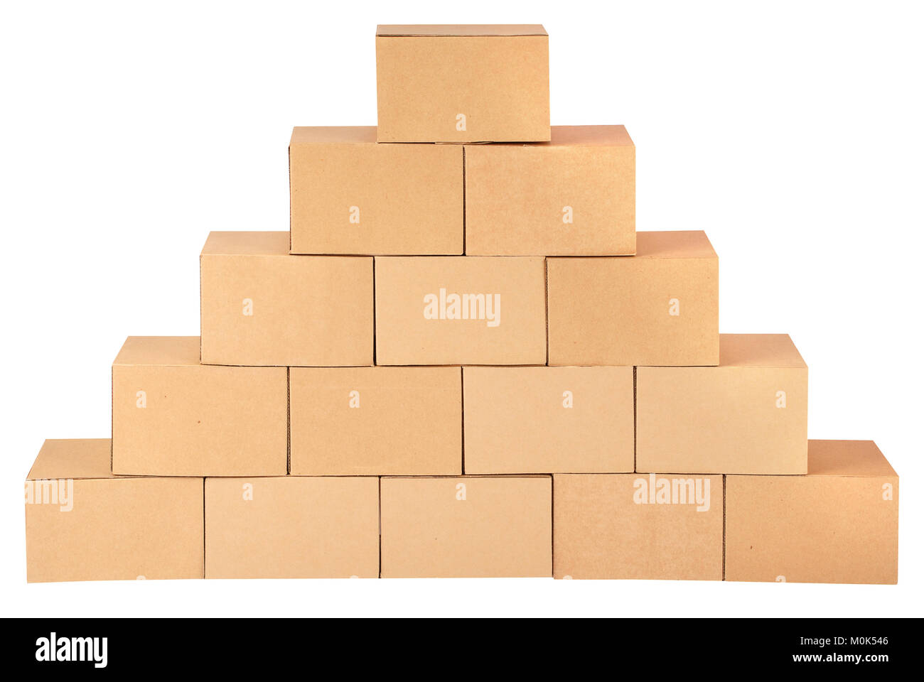 Cardboard boxes.Pyramid from boxes on white background Stock Photo - Alamy