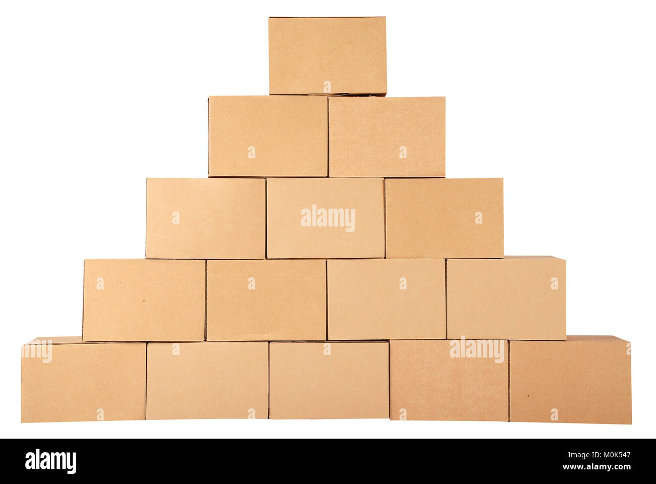 Cardboard boxes.Pyramid from boxes on white background Stock Photo - Alamy