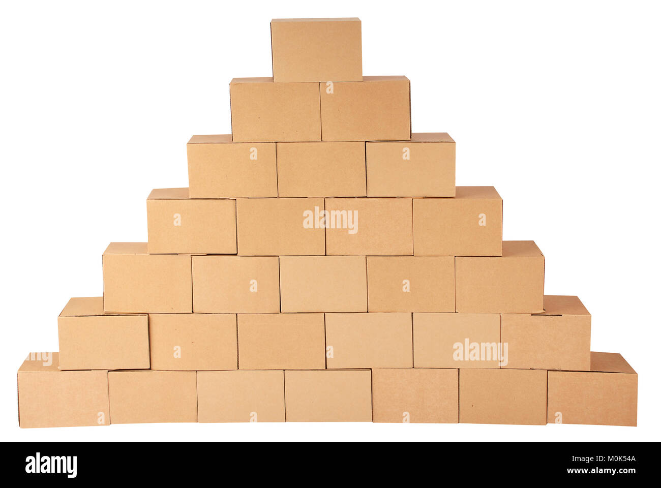 Cardboard boxes.Pyramid from boxes on white background Stock Photo - Alamy
