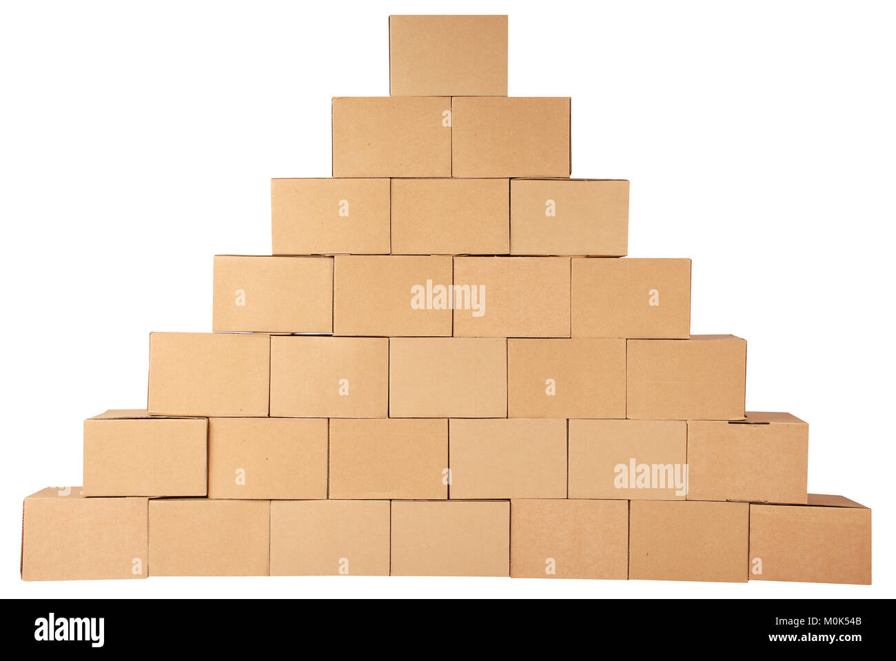 Cardboard boxes.Pyramid from boxes on white background Stock Photo - Alamy