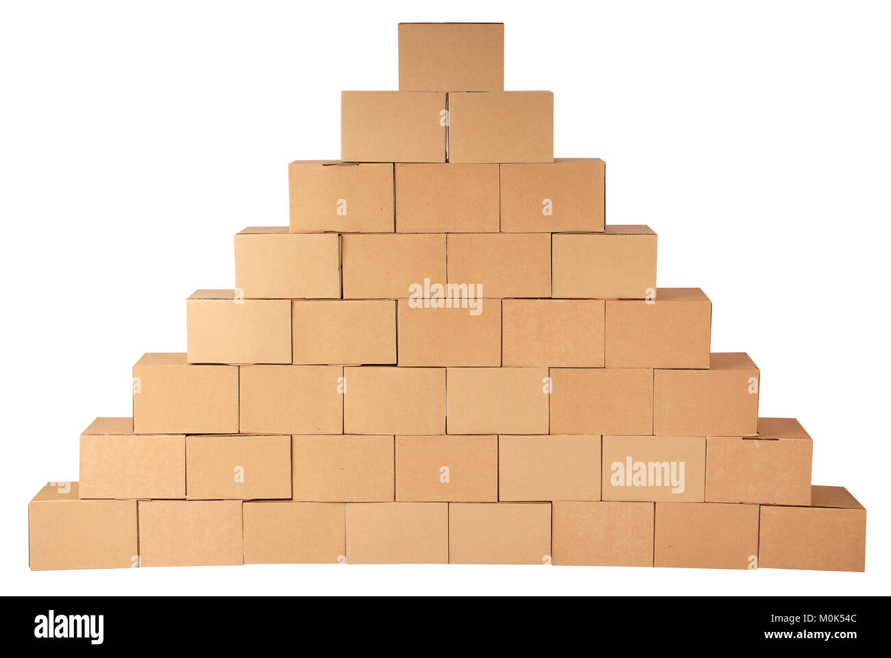 Cardboard boxes.Pyramid from boxes on white background Stock Photo - Alamy