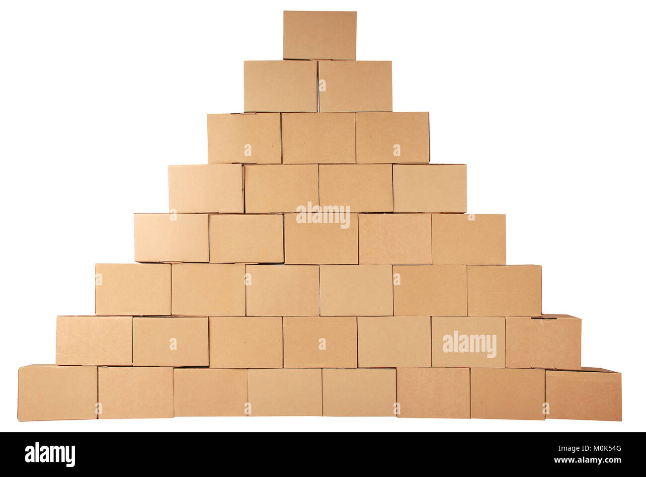 Cardboard boxes.Pyramid from boxes on white background Stock Photo - Alamy