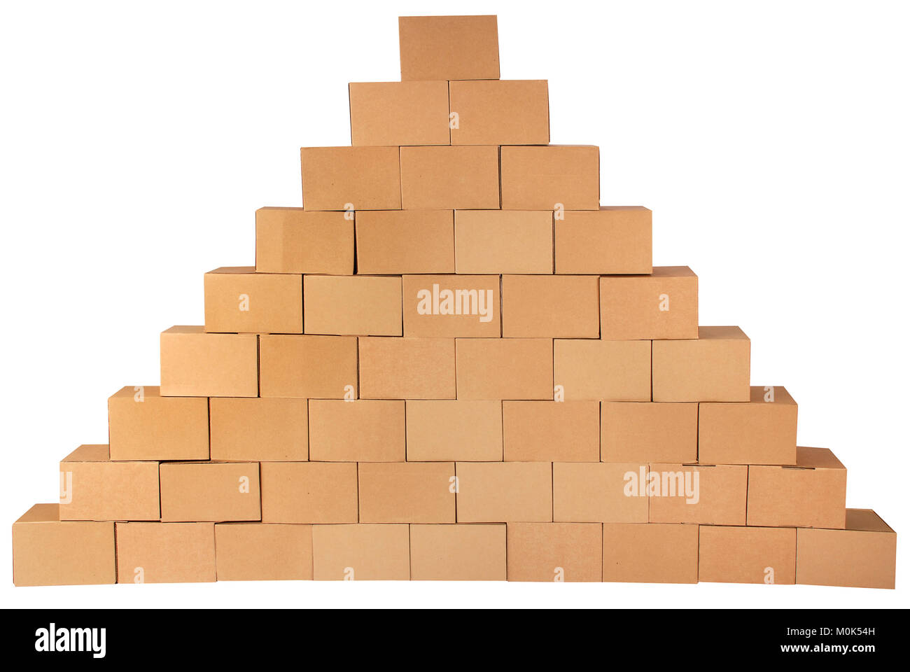 Cardboard boxes.Pyramid from boxes on white background Stock Photo - Alamy