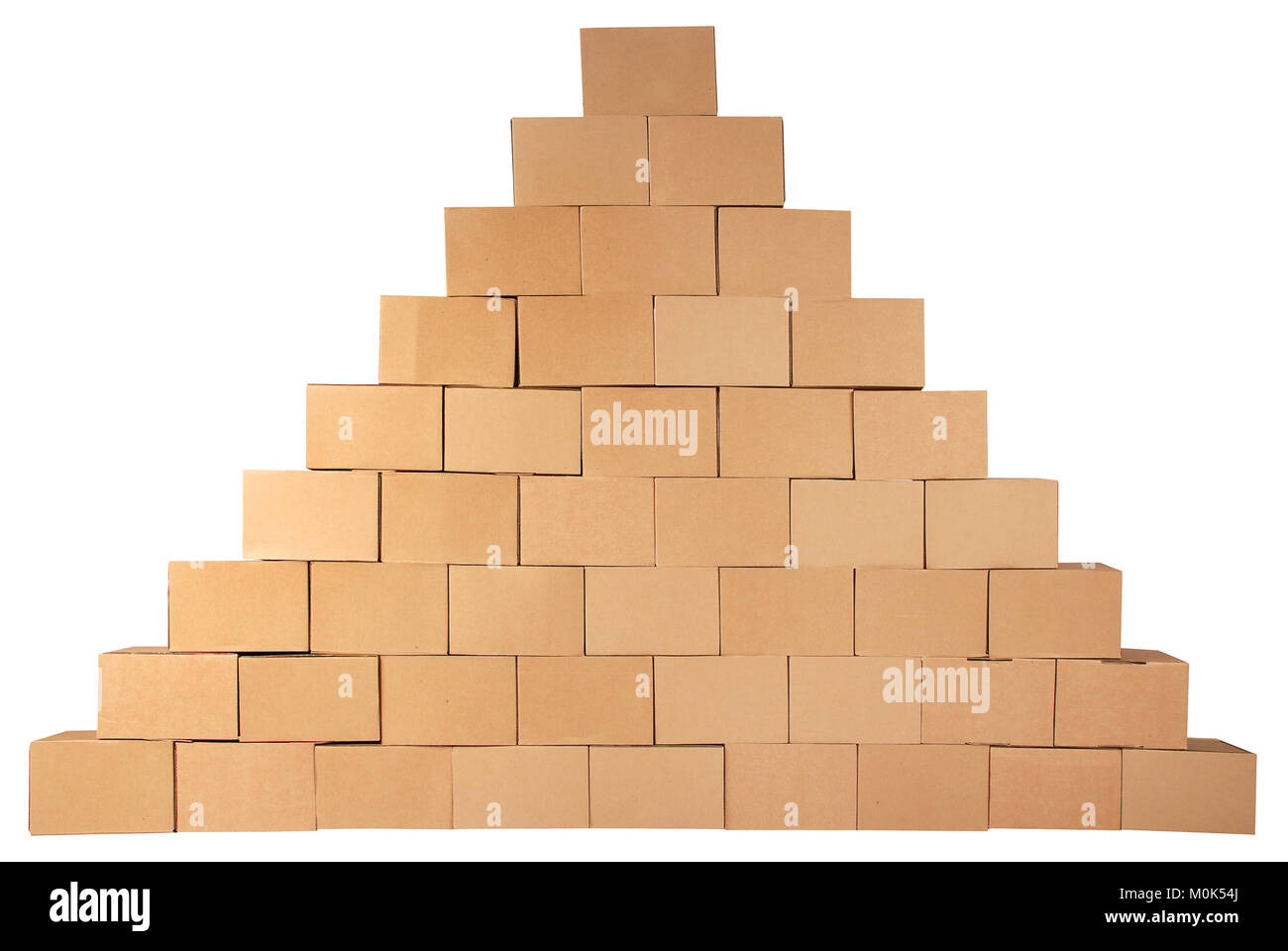 Cardboard boxes.Pyramid from boxes on white background Stock Photo - Alamy