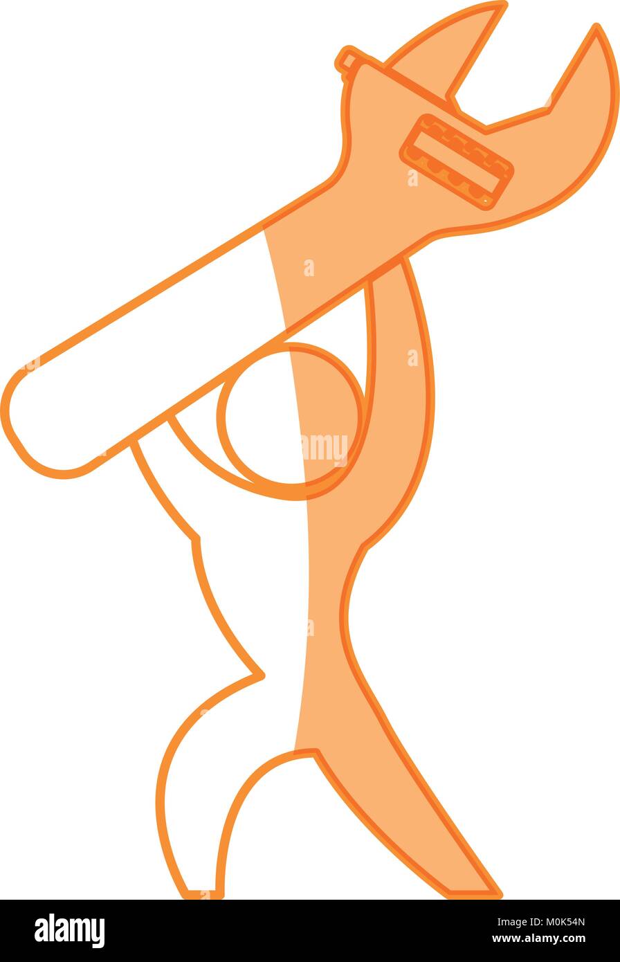 Worker with wrench pictogram Stock Vector Image & Art - Alamy