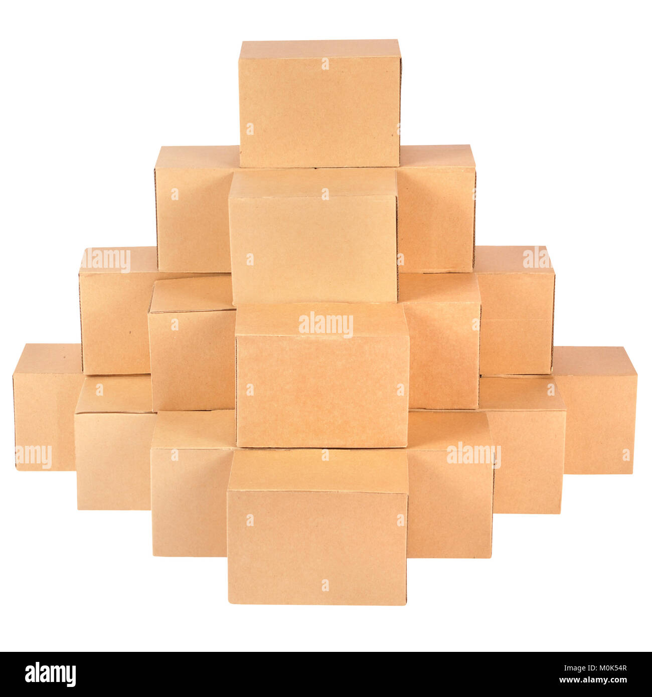Cardboard boxes.Pyramid from boxes on white background Stock Photo - Alamy
