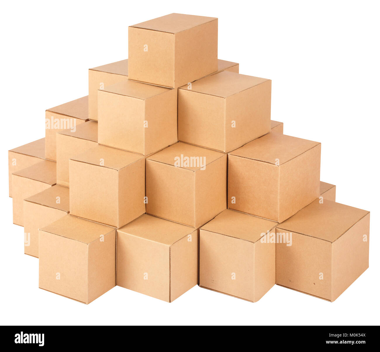 Cardboard boxes.Pyramid from boxes on white background Stock Photo - Alamy