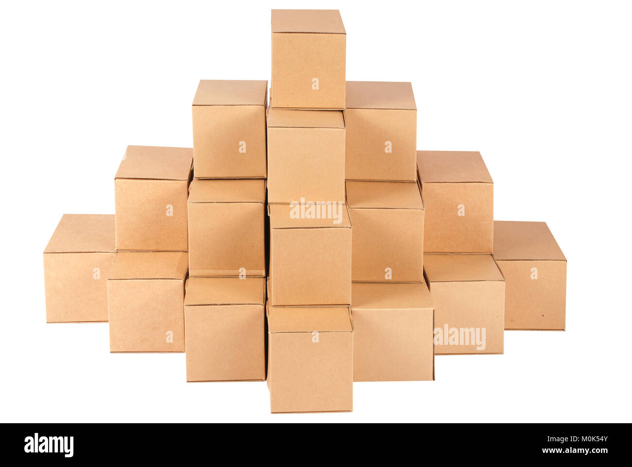 Cardboard boxes.Pyramid from boxes on white background Stock Photo - Alamy