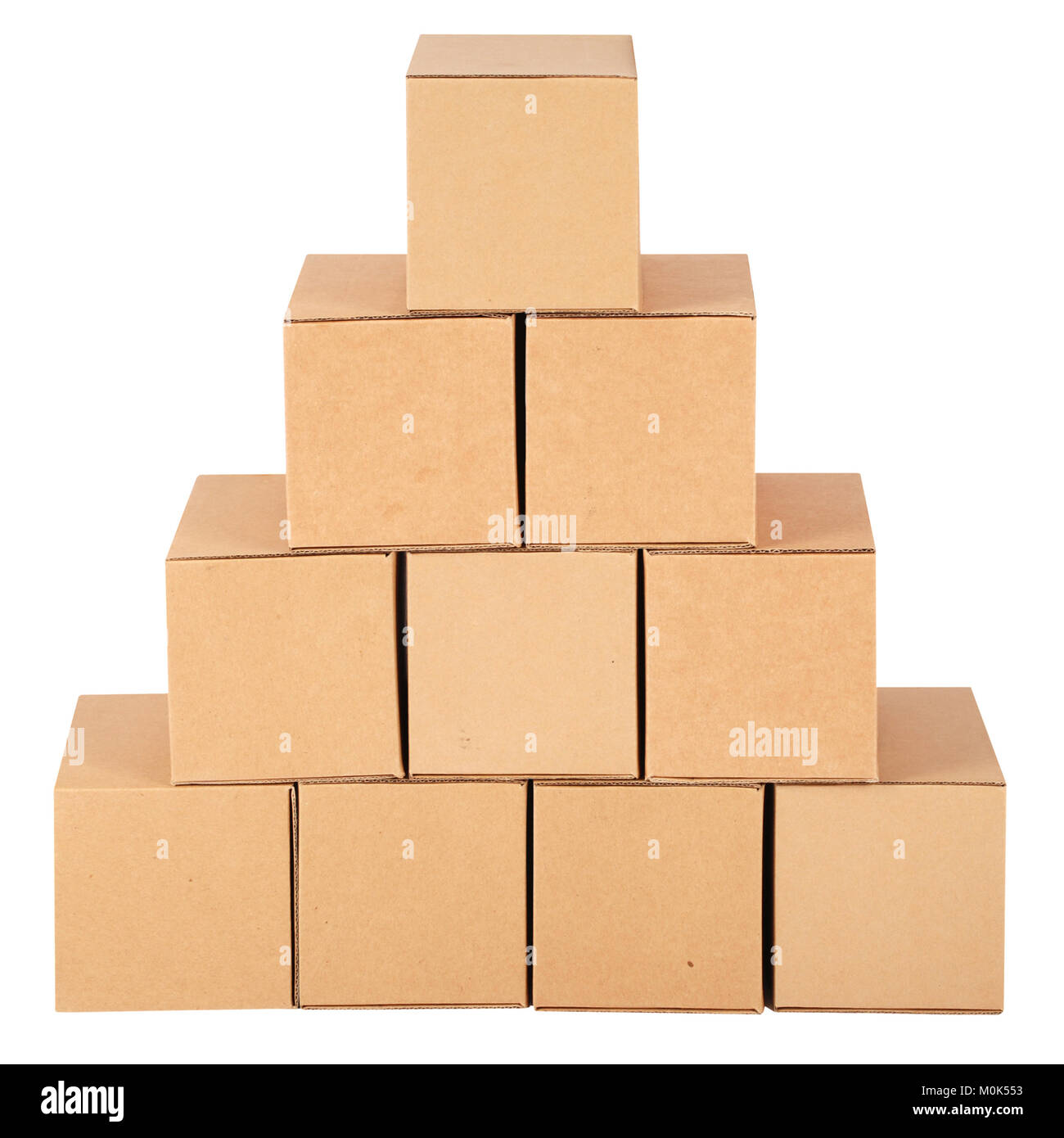 Cardboard boxes.Pyramid from boxes on white background Stock Photo - Alamy