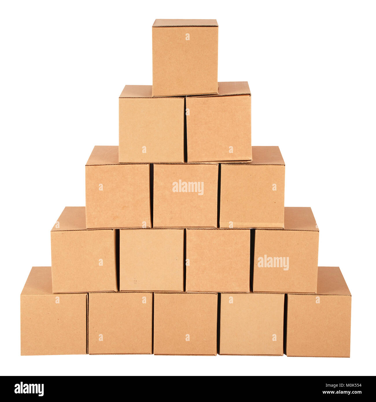 Cardboard boxes.Pyramid from boxes on white background Stock Photo - Alamy