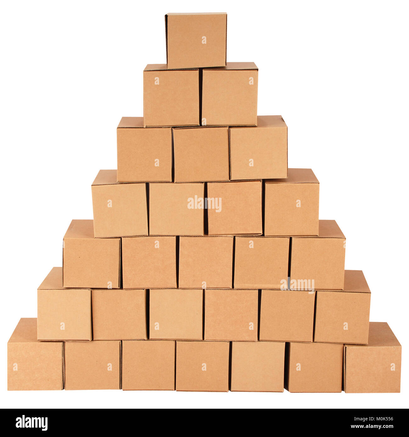 Cardboard boxes.Pyramid from boxes on white background Stock Photo - Alamy