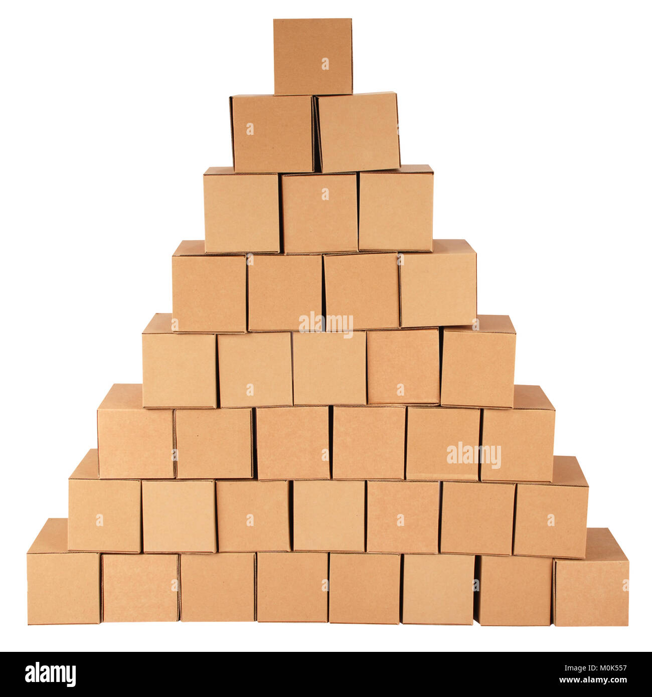 Cardboard boxes.Pyramid from boxes on white background Stock Photo - Alamy