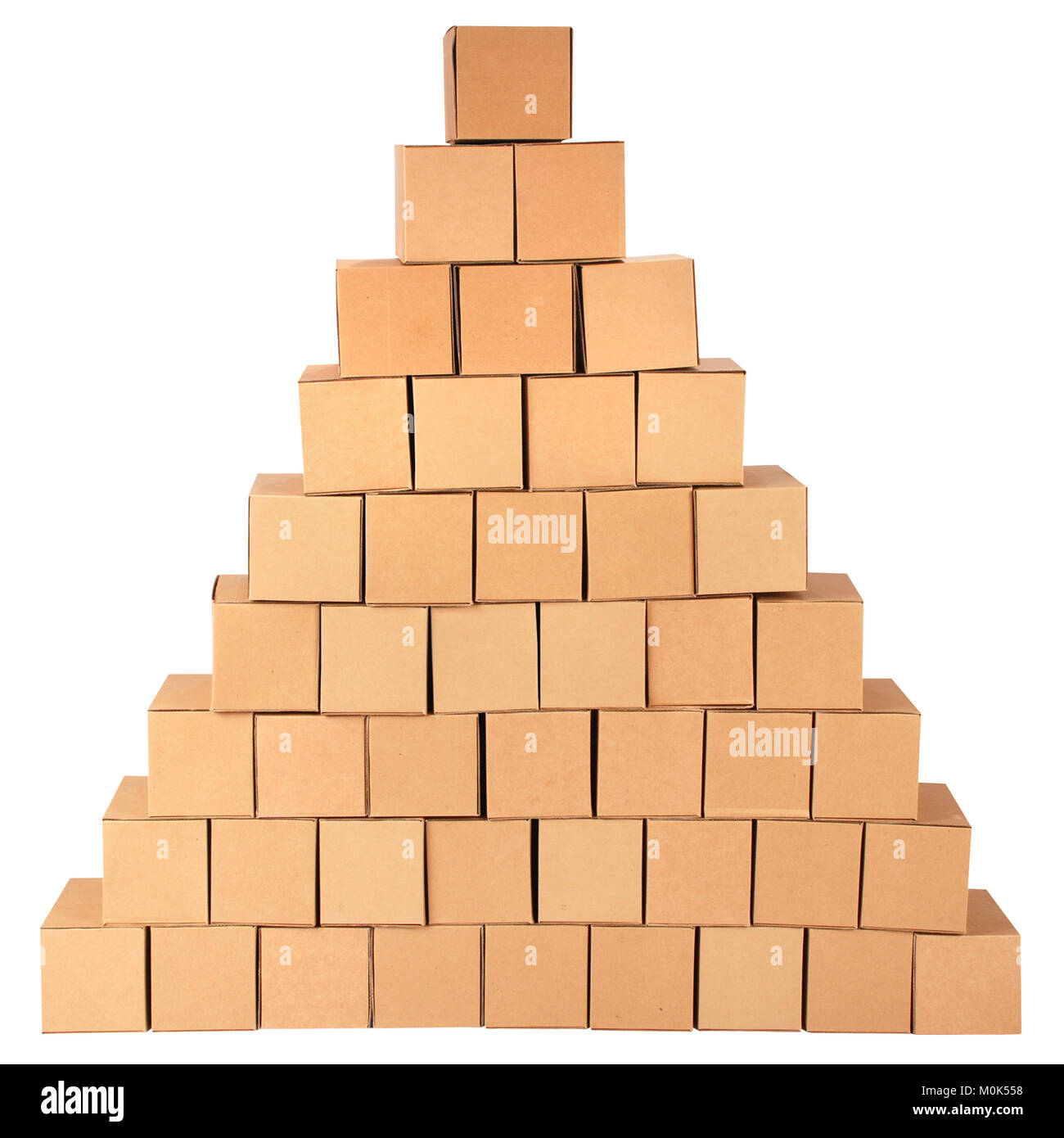 Cardboard boxes.Pyramid from boxes on white background Stock Photo - Alamy