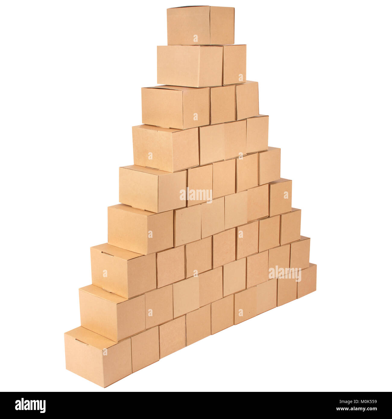 Cardboard boxes.Pyramid from boxes on white background Stock Photo - Alamy
