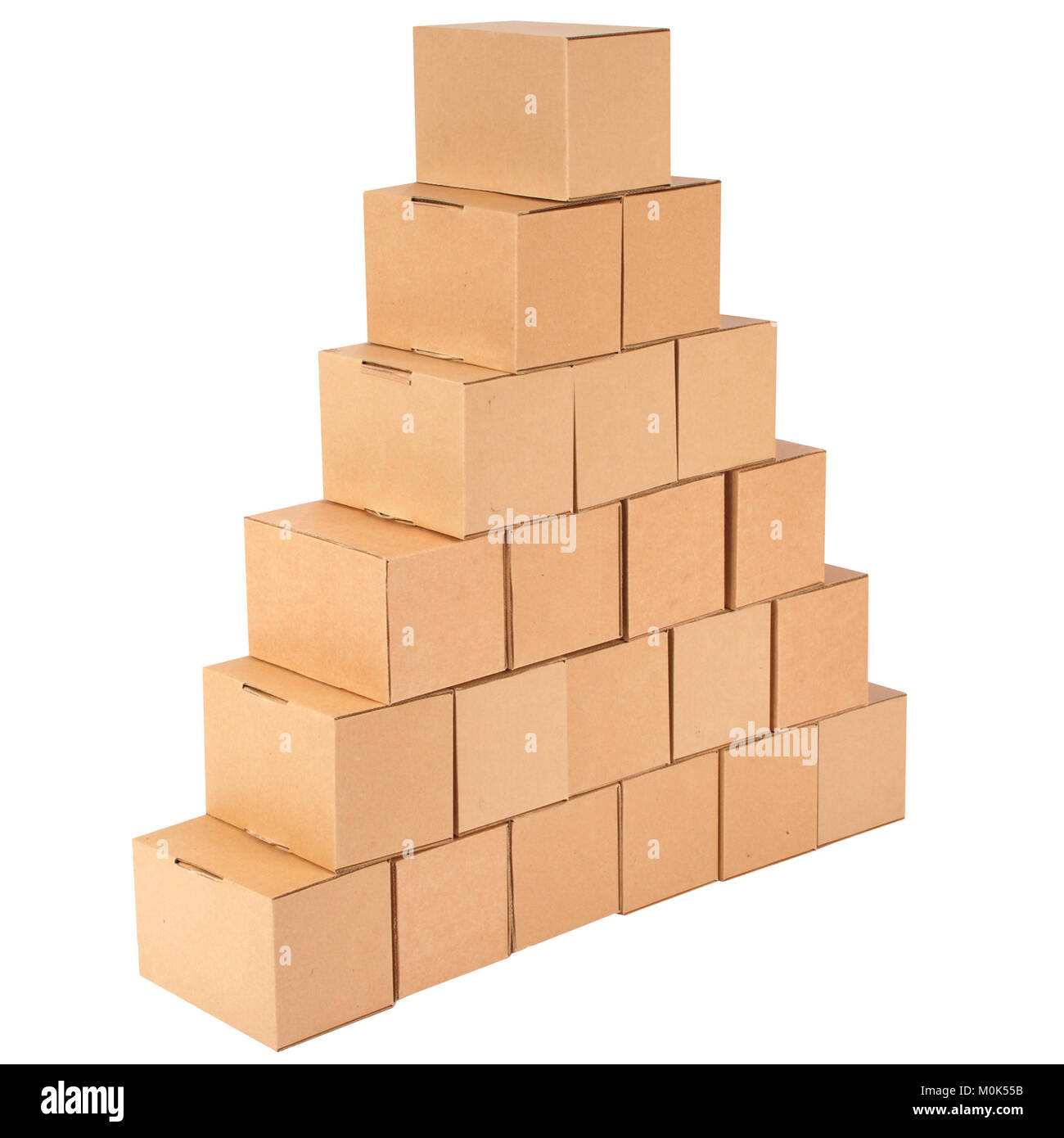 Cardboard boxes.Pyramid from boxes on white background Stock Photo - Alamy
