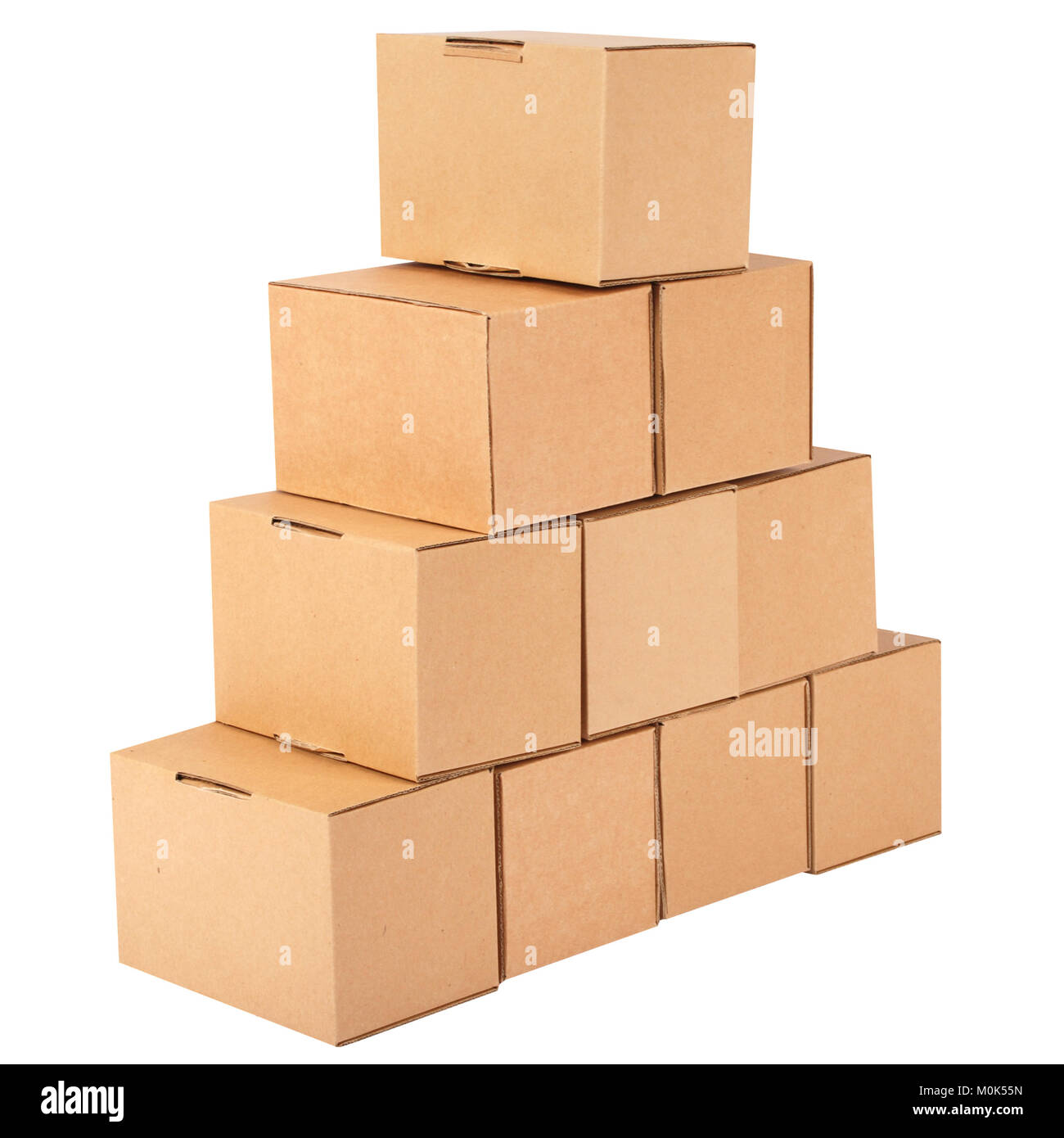 Cardboard boxes.Pyramid from boxes on white background Stock Photo - Alamy