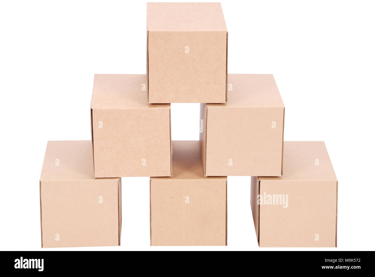 Cardboard boxes.Pyramid from boxes on white background Stock Photo - Alamy