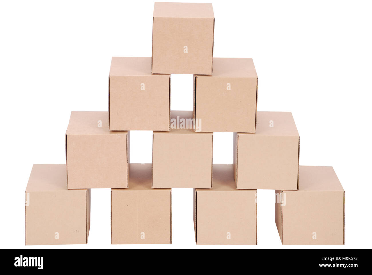 Cardboard boxes.Pyramid from boxes on white background Stock Photo - Alamy