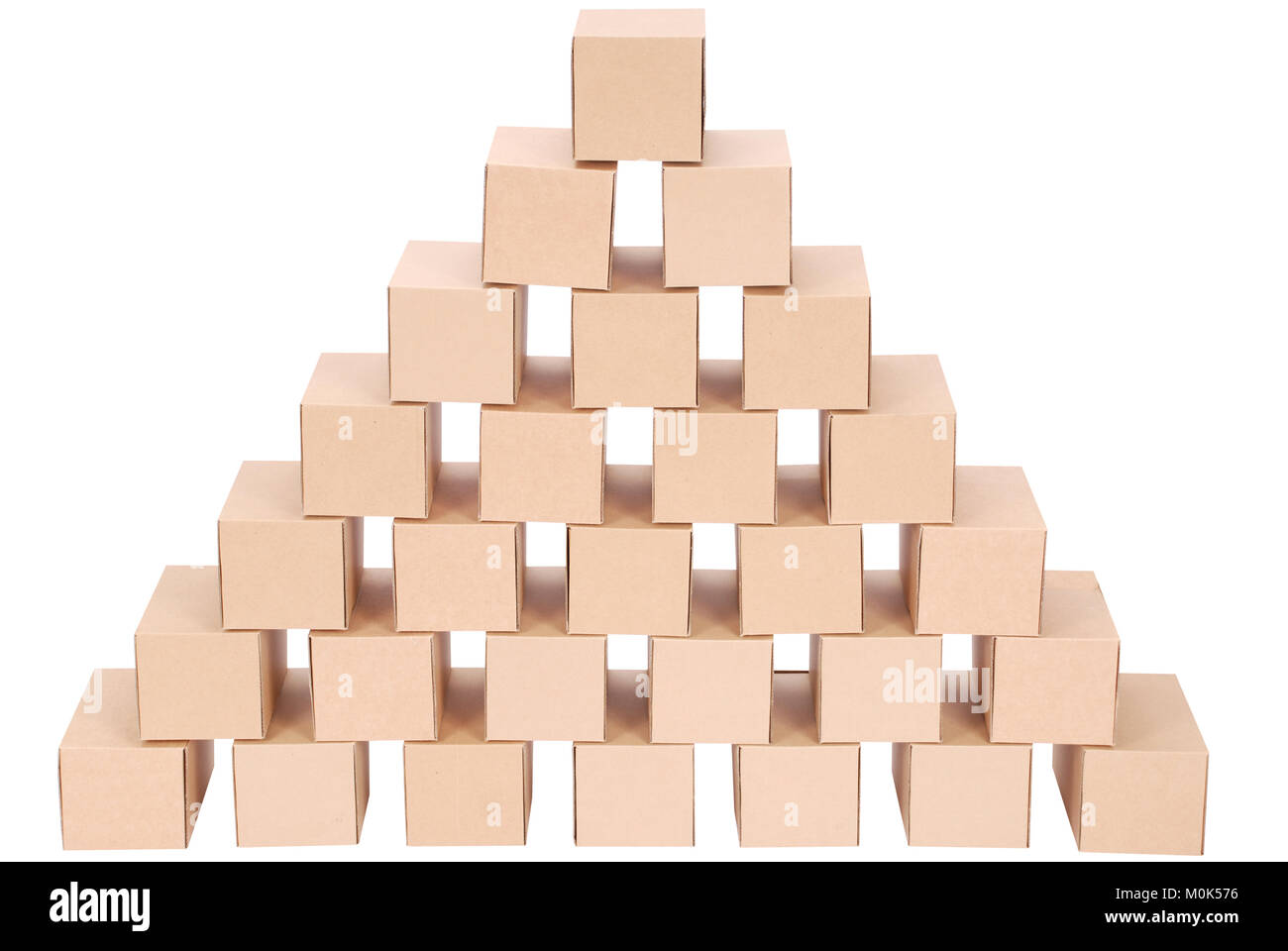 Cardboard boxes.Pyramid from boxes on white background Stock Photo - Alamy