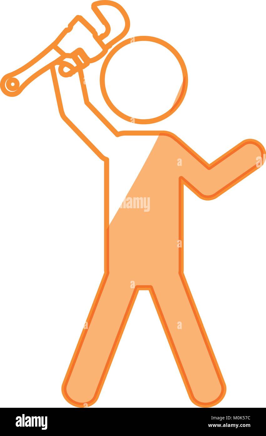 Worker with wrench pictogram Stock Vector Image & Art - Alamy