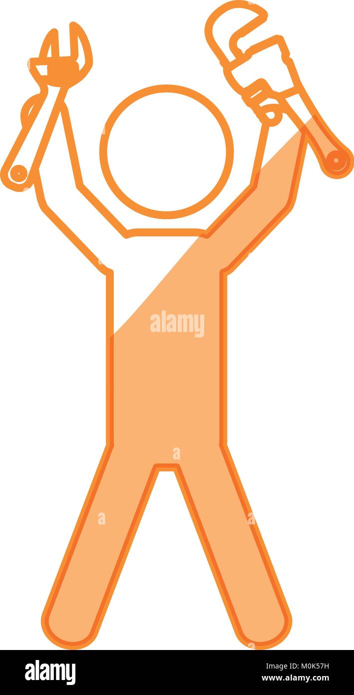 Worker with wrench pictogram Stock Vector Image & Art - Alamy