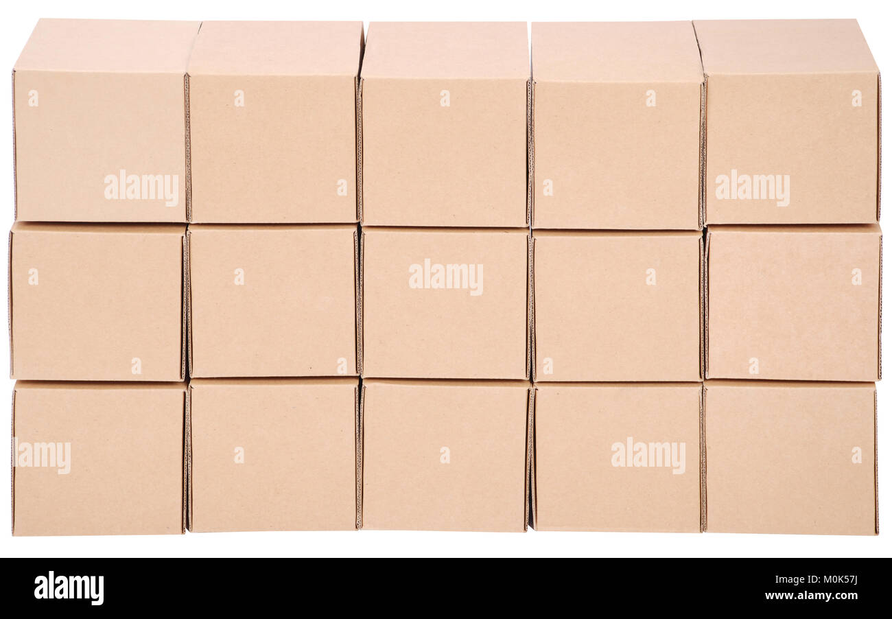Cardboard boxes. Pyramid from boxes on white background Stock Photo - Alamy