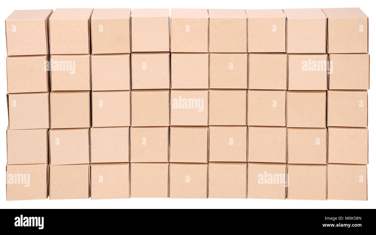 Stack of carton boxes package on white background with clipping path ...