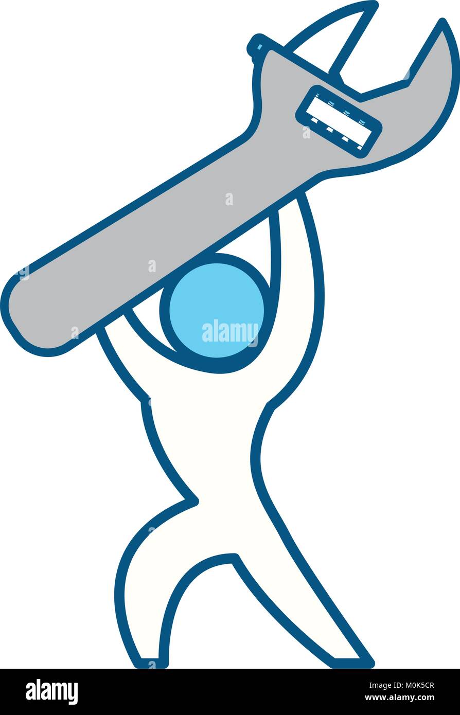 Worker with wrench pictogram Stock Vector Image & Art - Alamy