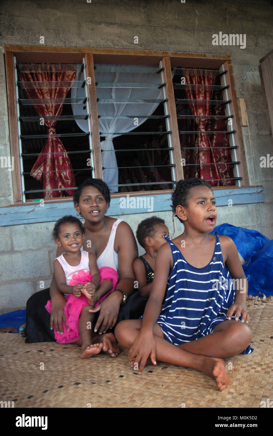 Mother and her 3 children, Rakirali, Fiji Stock Photo - Alamy