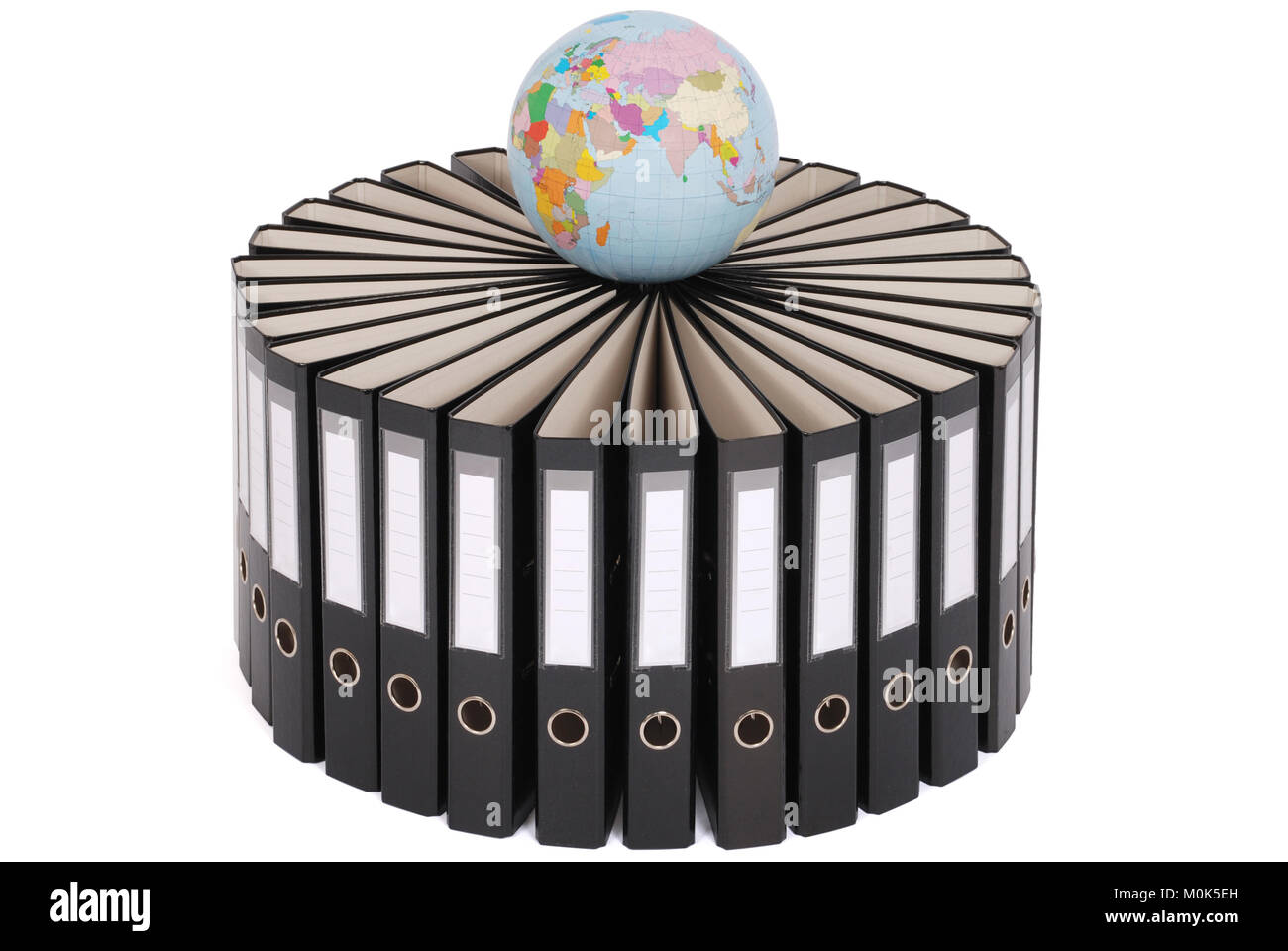 The big black folders located on a circle on a white background. A red ...