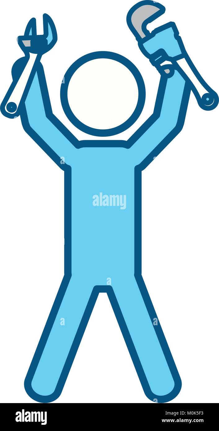Worker with wrench pictogram Stock Vector Image & Art - Alamy