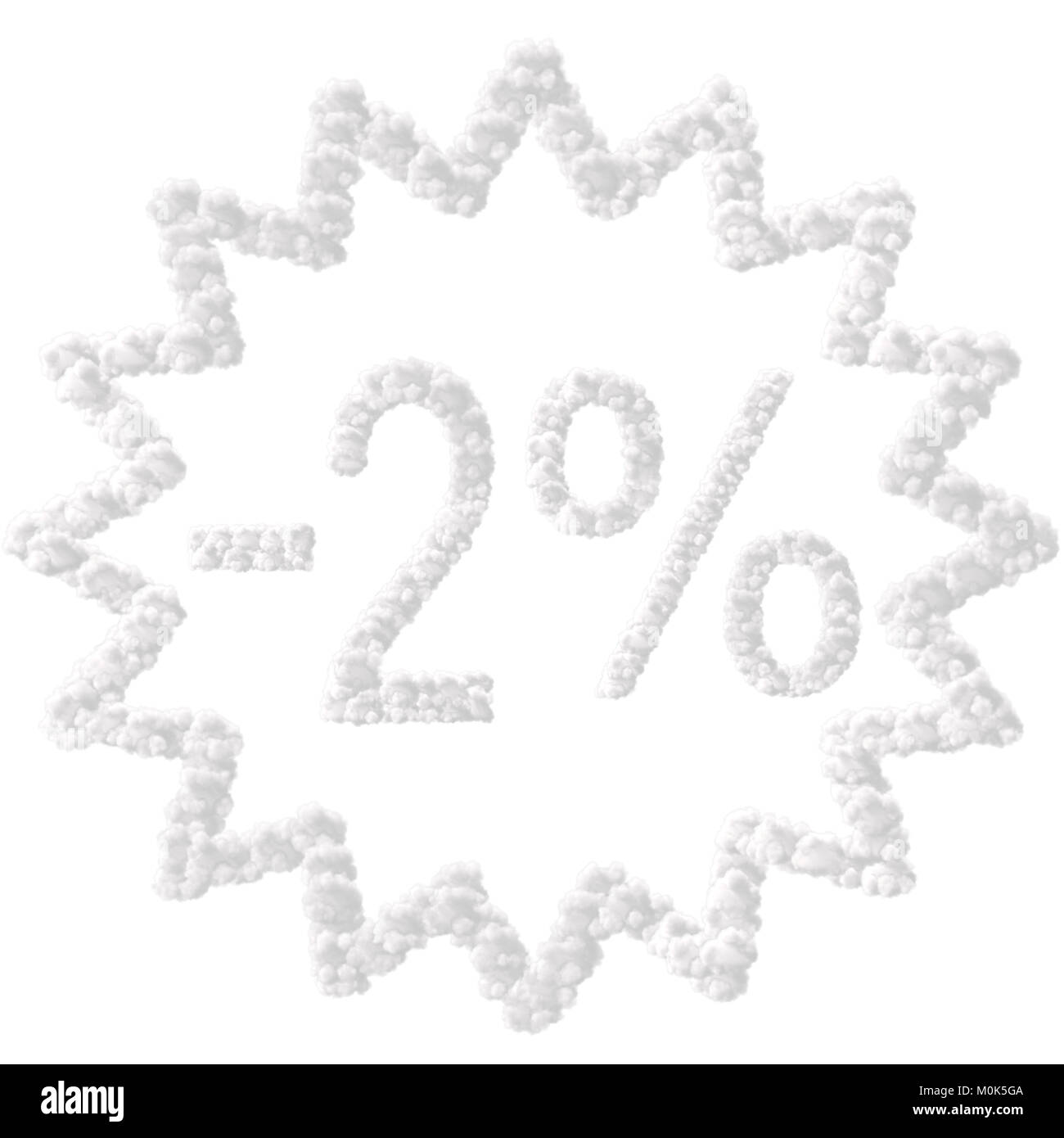 discount - 2 percent made from clouds on white background Stock Photo ...