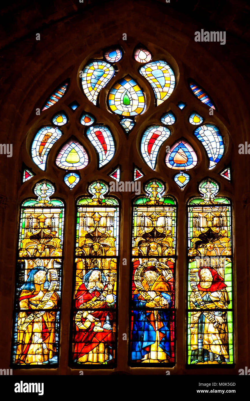 Seville, Andalusia, Spain - stained glass window inside of the Seville ...