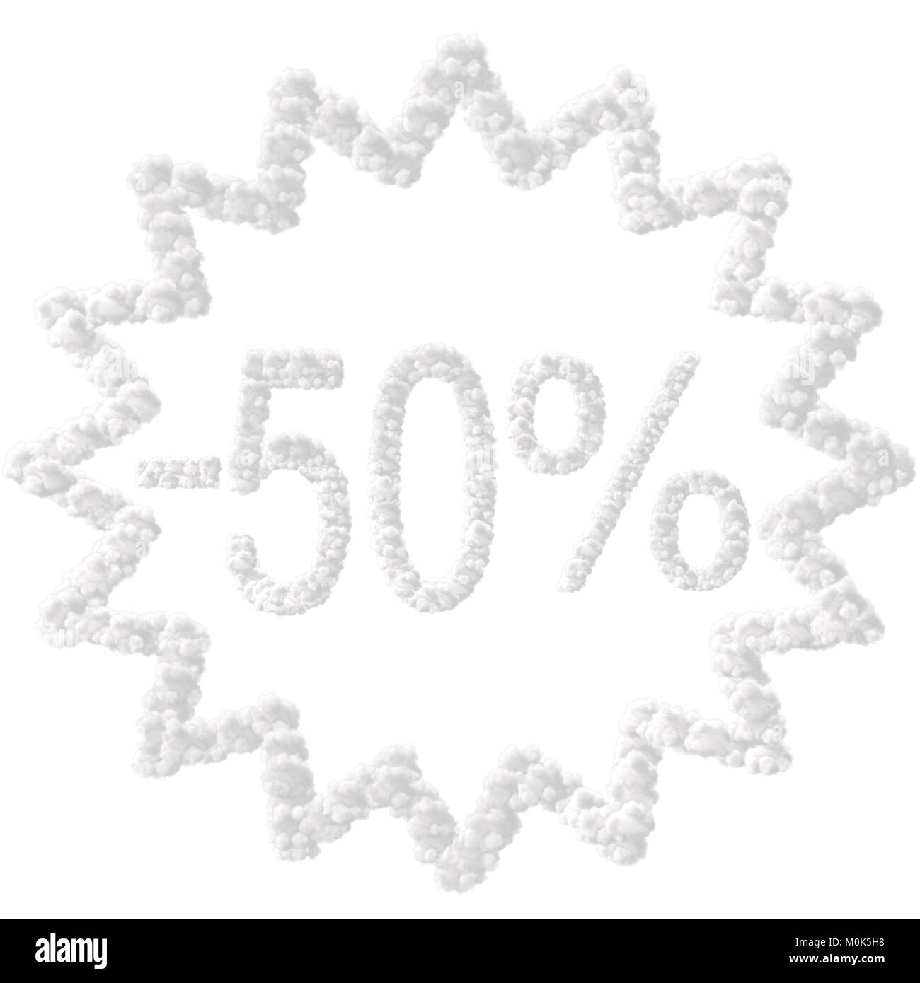 discount - 50 percent made from clouds on white background Stock Photo ...