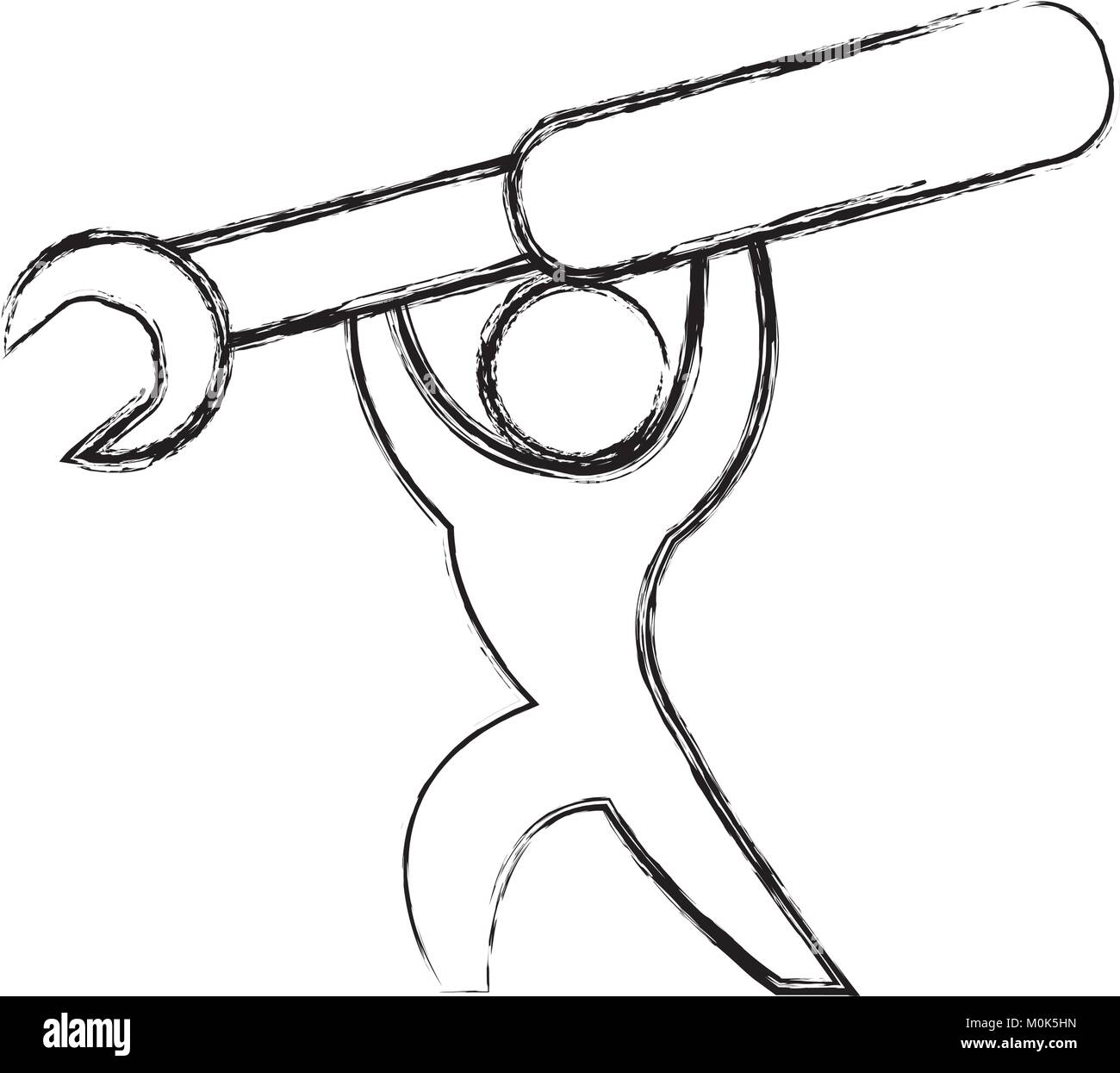 Worker with wrench pictogram Stock Vector Image & Art - Alamy