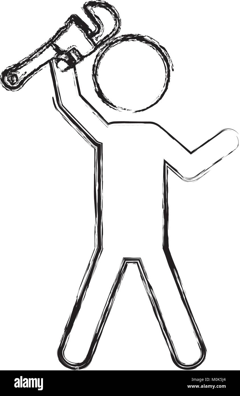 Worker with wrench pictogram Stock Vector Image & Art - Alamy