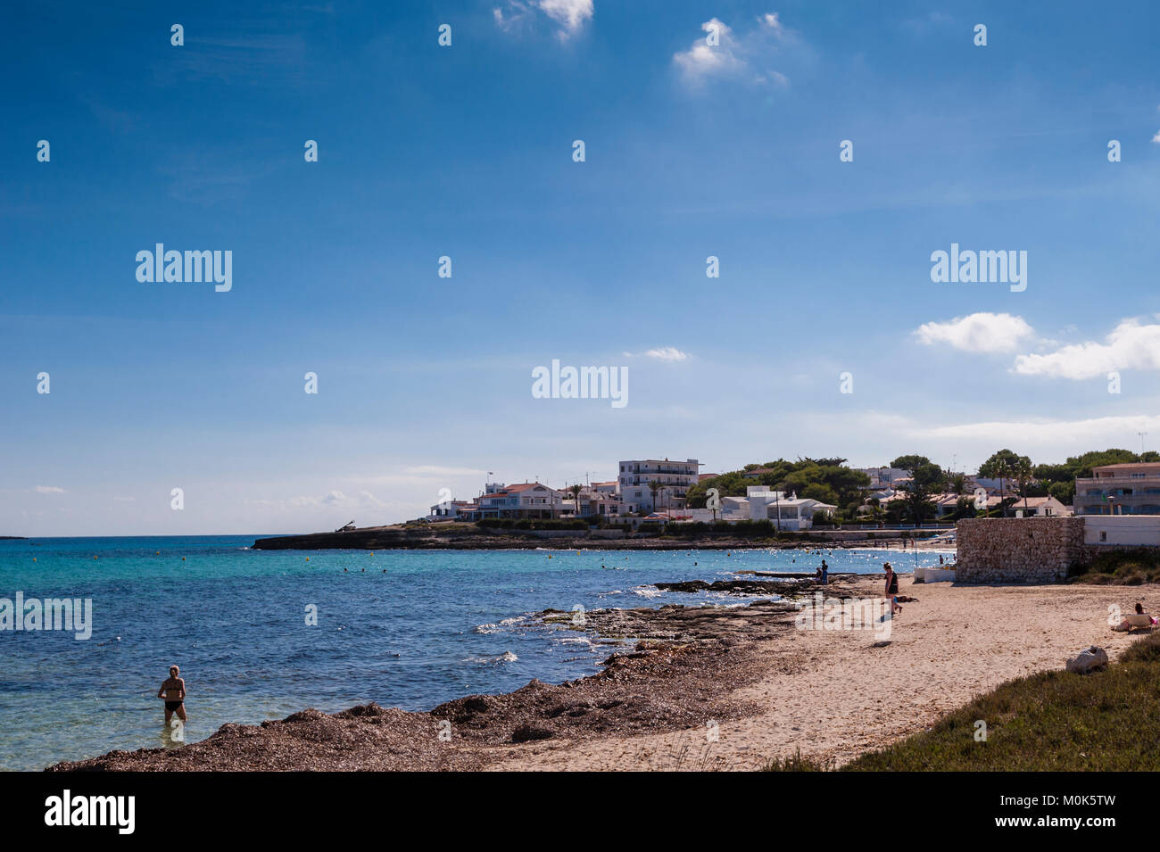 The beach at Punta Prima , Menorca , Balearic Islands , Spain Stock ...