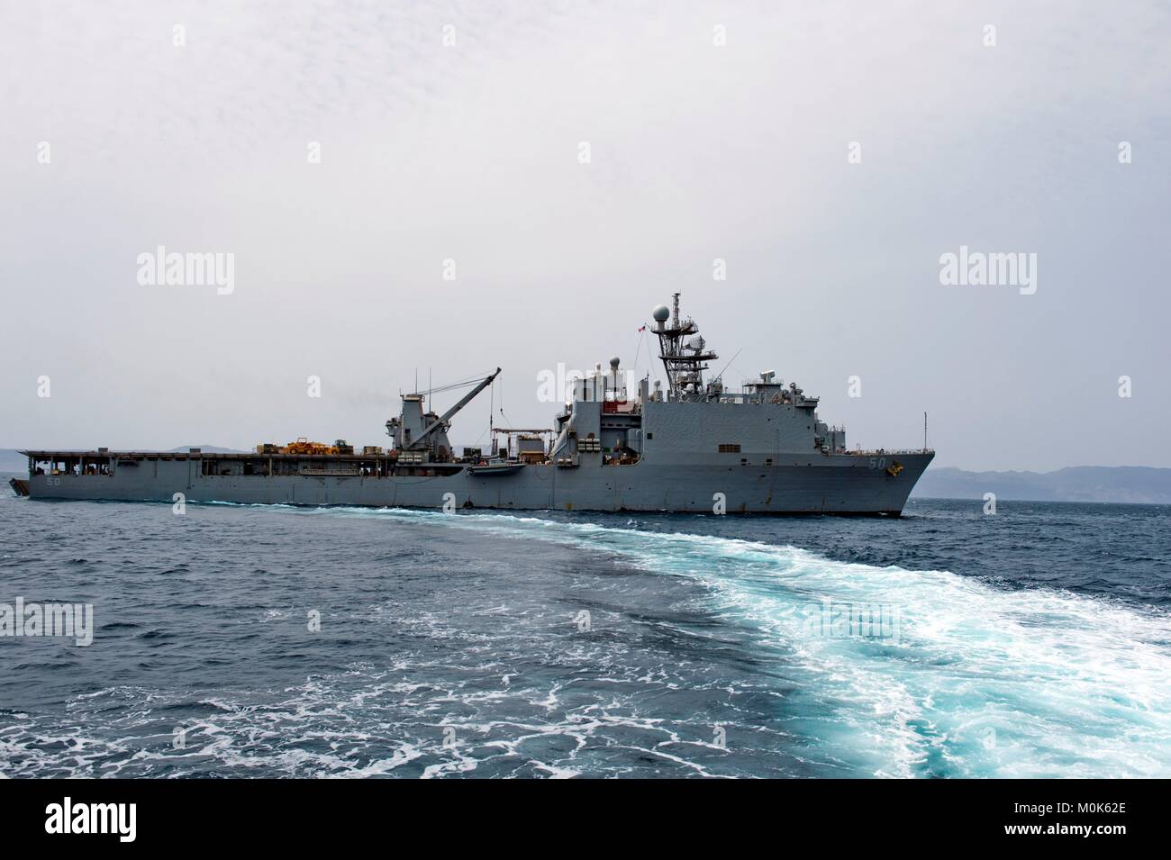 The U.S. Navy Harpers Ferry-class amphibious dock landing ship USS ...