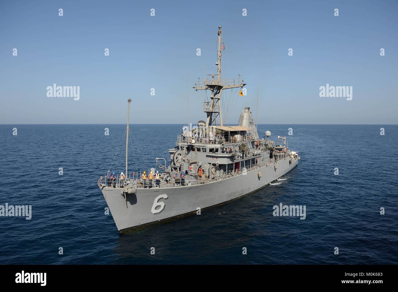 The U.S. Navy Avenger-class mine countermeasures ship USS Devastator ...