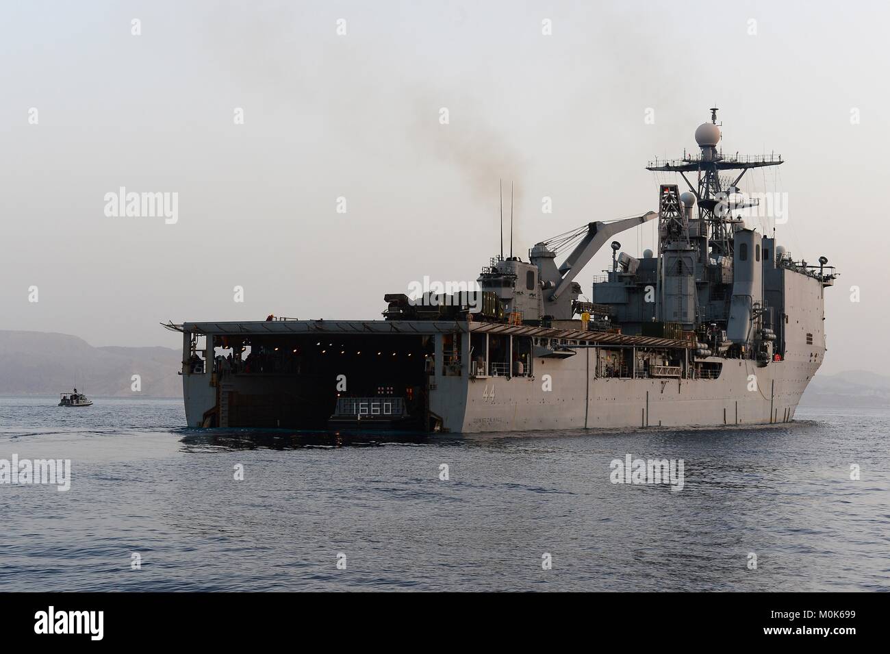The U.S. Navy Whidbey Island-class amphibious dock landing ship USS ...