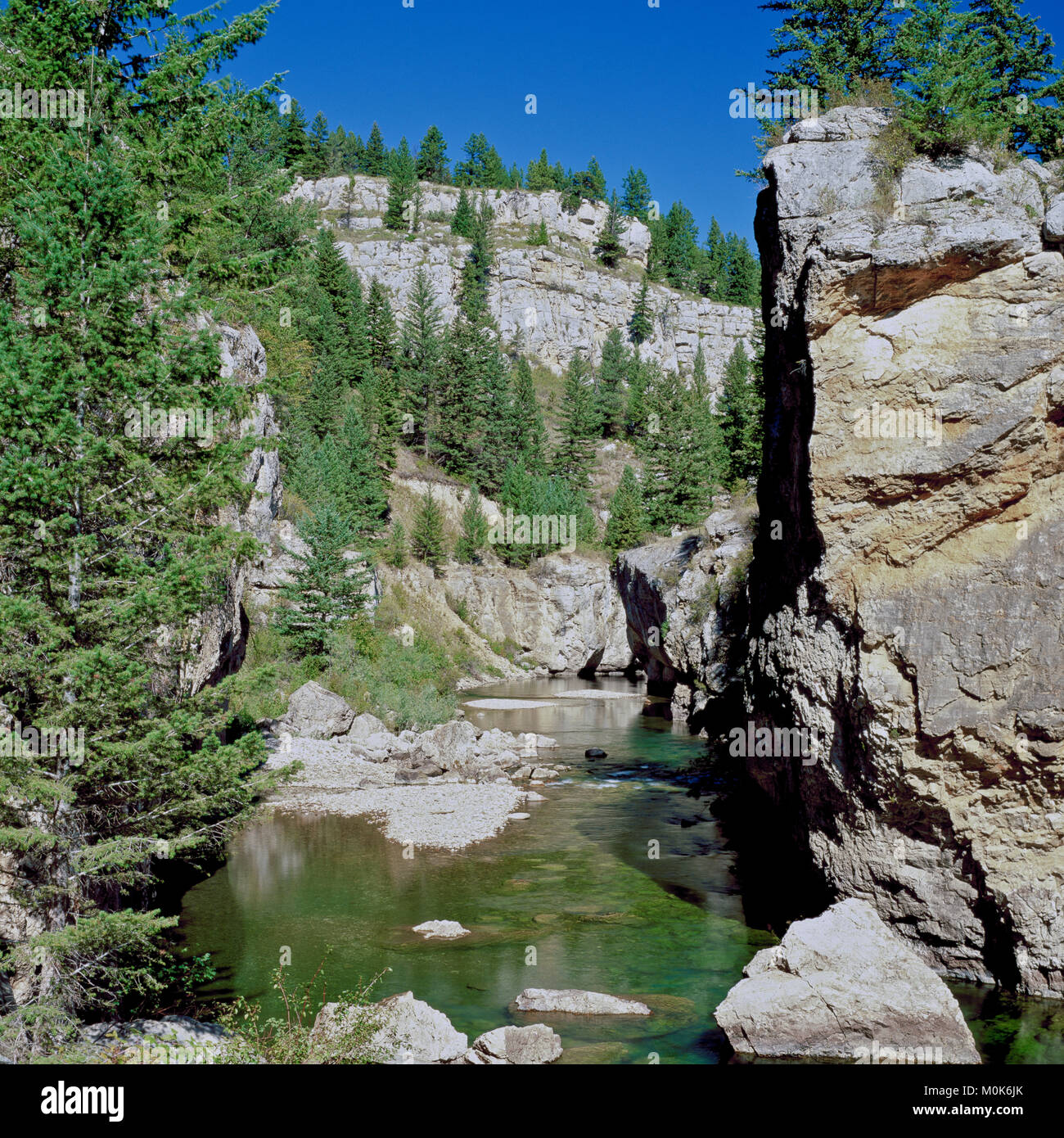belt creek in the canyon of sluice boxes state park near monarch ...